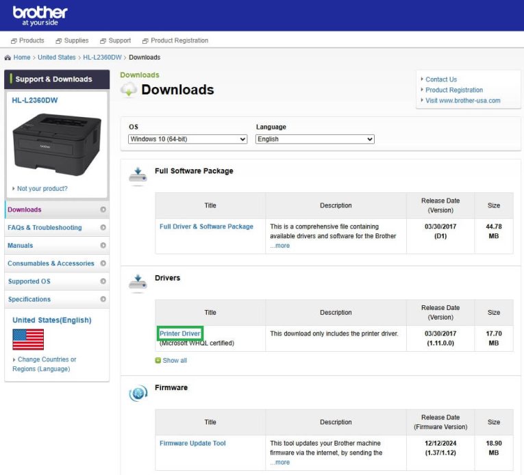 Brother HL-L2360DW AirPrint Printer Driver Download for Windows 11/10 ...