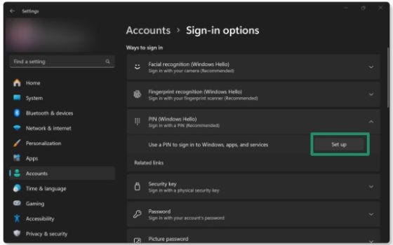 Set Up Windows Hello for Sign-in with Face, Pin & Fingerprint